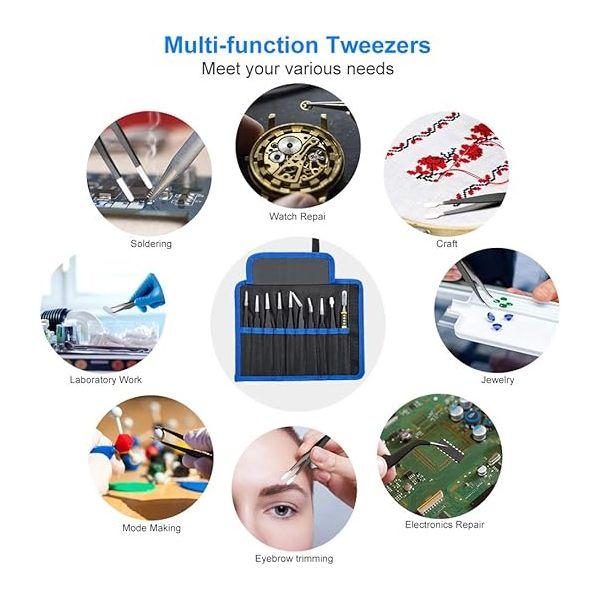 Suconel | Kit de 10 pinzas de precisión ESD con estuche KIT9ESD